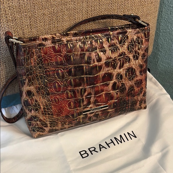 Brahmin | Bags | Brahmin Brown Crocodile Embossed Womens Bag | Poshmark